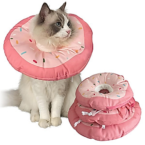 KUDES Cat and Small Dog Cone Waterproof, [Unique Design] Cute Donut Cat E Collar with Removable Washable Cover, Adjustable Neck Cone After Surgery Recovery Collar Pillow for Small Pets to Stop Licking