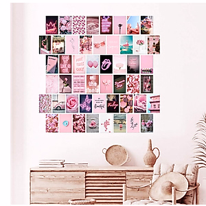 Pink Wall Collage Kit Aesthetic Pictures, Bedroom Decor for Teen Girls, Wall Collage Kit, Collage Kit for Wall Aesthetic, VSCO Girls Bedroom Decor, Aesthetic Posters, Wall Collage, Collage Kit