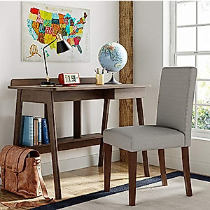 Finch Darren Home Office Drawer Mid Century Accent Desk, 43 Inch Wide Simple Modern Study Table, Walnut Brown