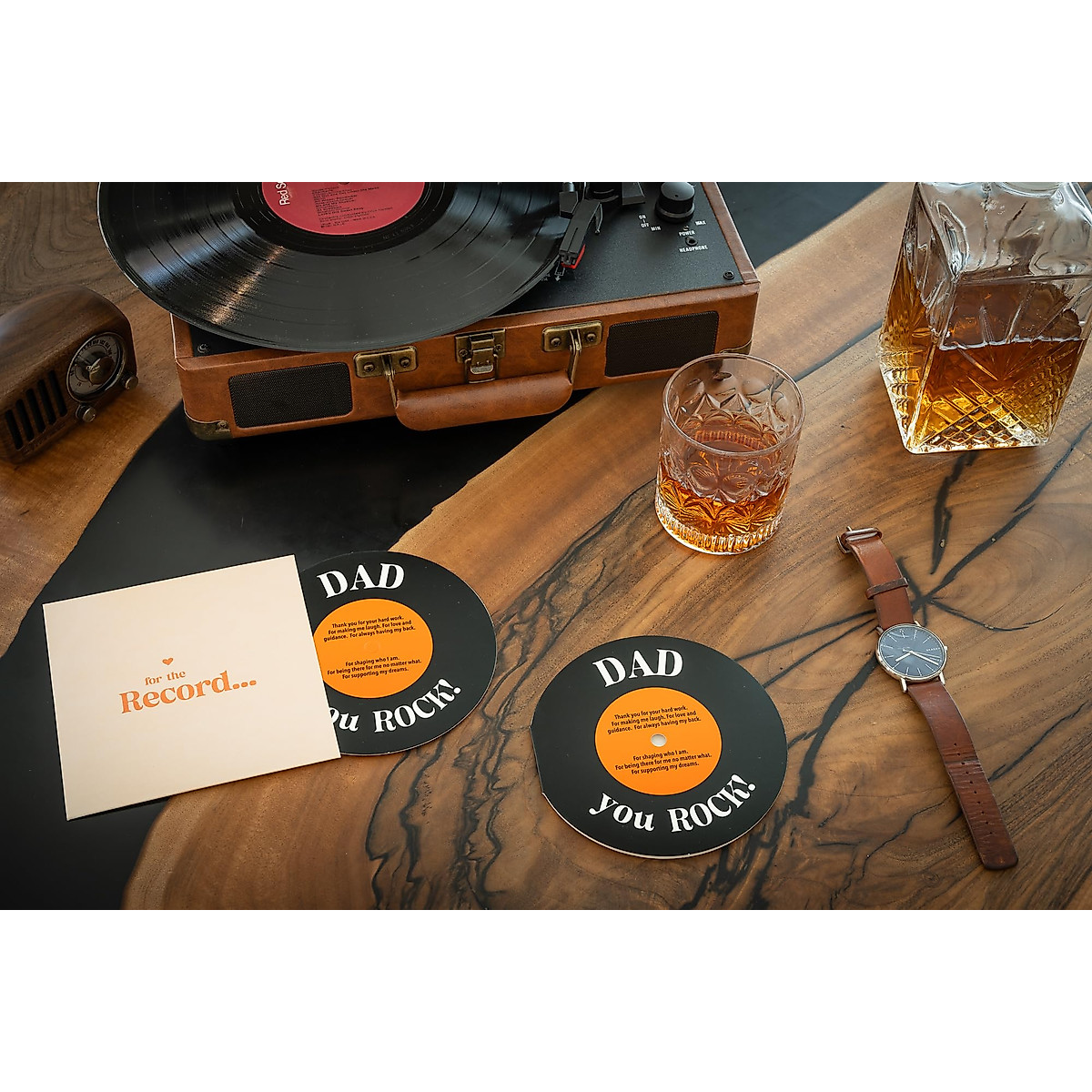 Bee! Father's Day card | Gifts for Dad from daughter, son, kids, wife | Vintage Dad Birthday card | Dad you Rock! - For the Record Vynil Card