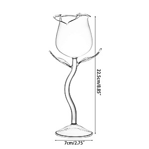 GQU Fancy Red Wine Goblet Wine Cocktail Glass 100ml Rose Flower Shape Wine Glass Party Barware Drinkware