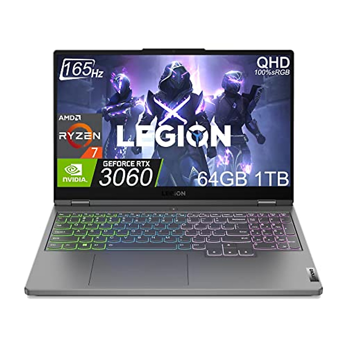 Lenovo Legion 5 Gen 7 15.6" QHD 165Hz (AMD 8-Core Ryzen 7 6800H (Beat i9-11900H), GeForce RTX 3060 6GB 140W, 64GB DDR5 RAM, 1TB PCIe SSD) RGB Backlit Gaming Laptop, WiFi 6E, 3D Nahimic, Win 11 Pro