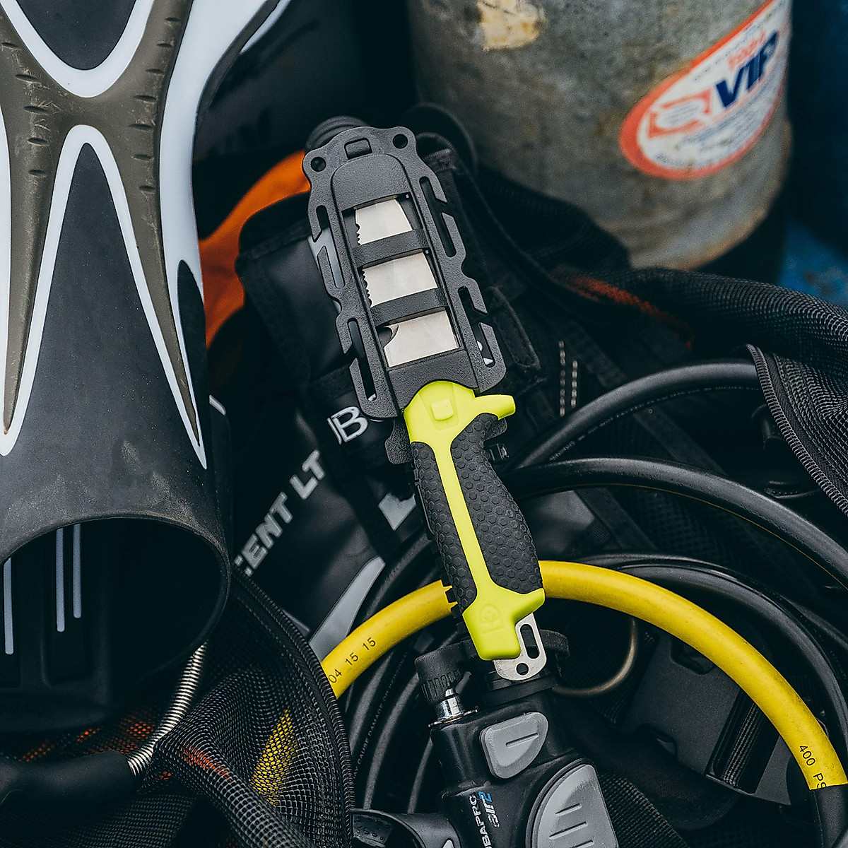 GEAR AID Tanu Dive and Rescue Knife with Sheath, 3” Blunt Tip Blade, Nav Green