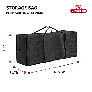 Turtle Life Cushion Storage Bag, Outdoor Patio Heavy Duty Storage Bag with Zipper and Handle, Black
