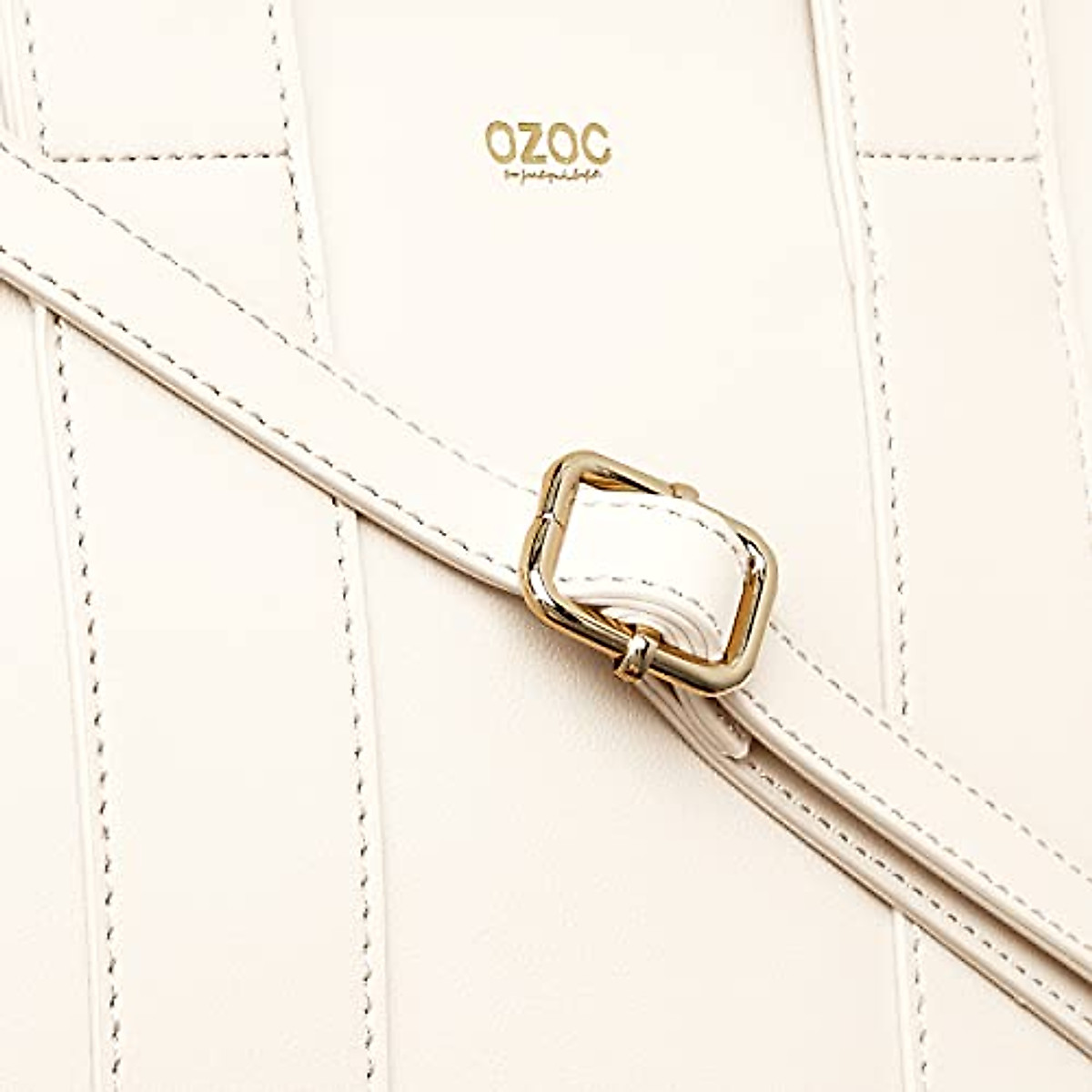 Ozok 50201 Women's Shoulder Bag, Tote Bag, Synthetic Leather, Faux Leather, 2-Way, Crossbody, White