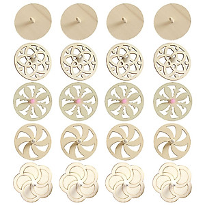 STOBOK Kids Gyroscope DIY Wooden Tops, 20pcs Unfinished Tops DIY Coloring Pattern Wooden Gyroscope Hollow Tops Handicrafts Toy Ready to Decorate Spinners, Wood Craft for Kids Unfinished Wood Gyro