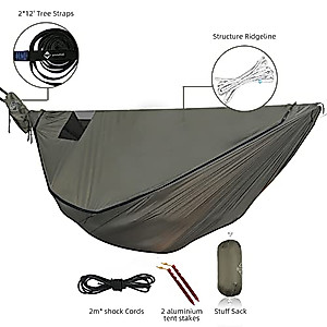 Onewind Airstream Camping Hammock with Mosquito Net and Windsock, Lightweight and Convertible Hammock, Holds up to 400 lbs, Ideal for Camping, Hiking, Backpacking, OD Green