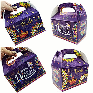 KYMY Diwali Treat Boxes, 12pcs Happy Diwali Goodie Candy Gift Boxes for Snack Sugar Chocolate, India Festival of Lights Gift Boxes, India Festival Party Favor for Diwali Decorations