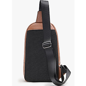 Genuine Leather Shoulder Backpack For Men Women Sling Crossbody Bag For Travel Crossbody Backpack with Charging Port - Black