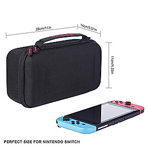 Bestico Carrying Case for Nintendo Switch and Switch OLED Model, Protective Hard Shell Portable Travel Case Pouch for Nintendo Switch Console, AC Adapter, Joy-con Grip, Joy-con Strap and 10 Game Cards