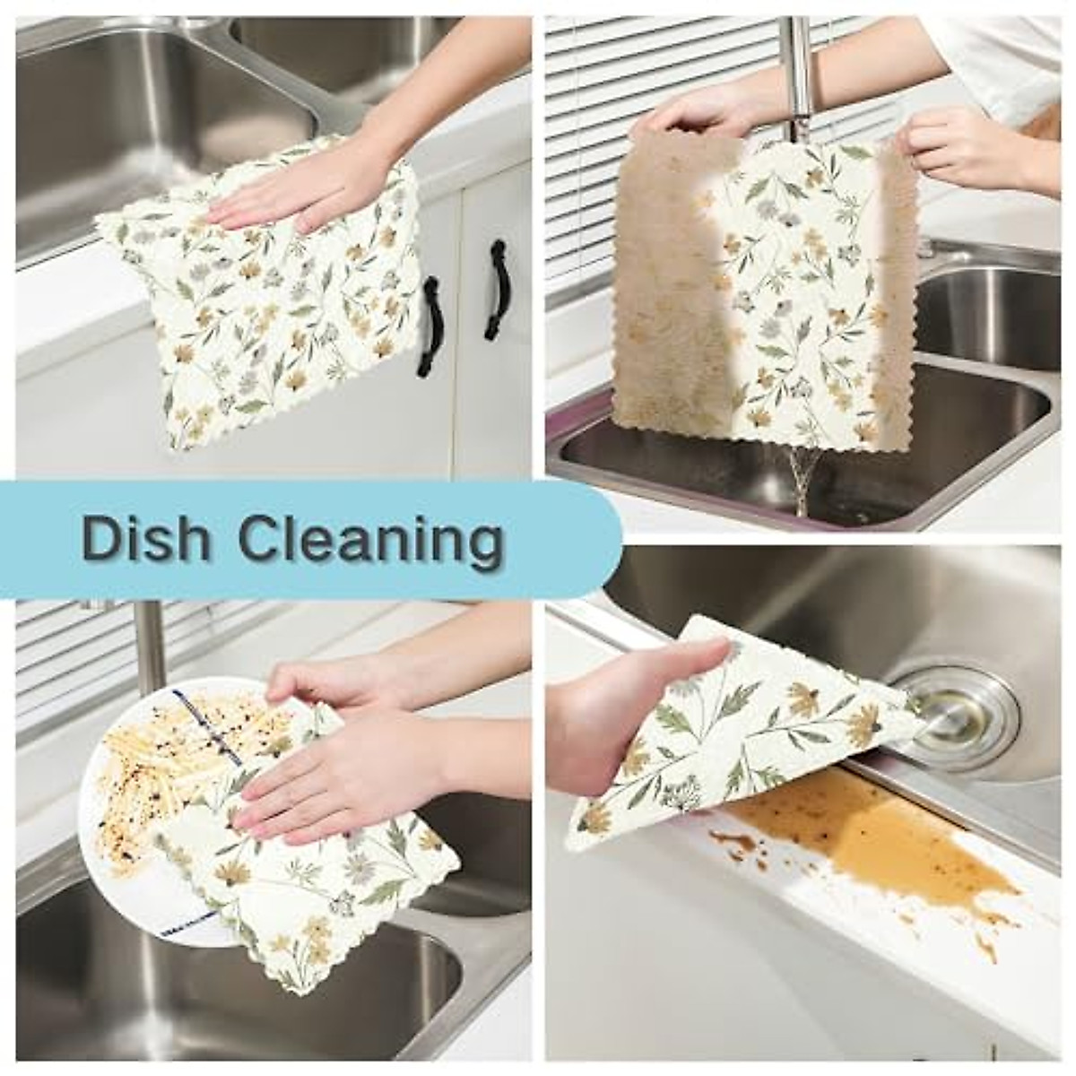 FRODOTGV Sunflowers Texture Pattern Kitchen Towel Microfiber Valentine Flour Sack Tea Towels Kitchen Terry Cloth Hand Towels Hand Towels Kitchen Decorative