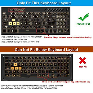 Keyboard Cover for 2023 2022 ASUS TUF Gaming F15 FX507ZM FX507ZC FX507VU / A15 FA507NU / A16 FA617NS / TUF Dash 15 FX517ZM, TUF Gaming F17 FX707 / A17 FA707 FA707RM 17.3" Gaming Laptop -Clear