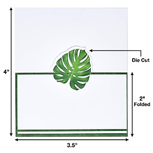 Gift Boutique 100 Pack Palm Leaf Place Cards Floral Green Leaves Seating Name Card Wedding Party Table Setting Tropical Folded Greenery Tent Cards