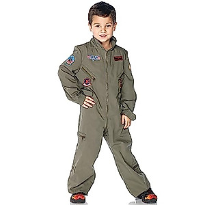 Leg Avenue unisex baby top Gun Movie Boys Flight Suit - Cute Family Halloween Onesie for Kids Adult Sized Costumes, Khaki, Large US