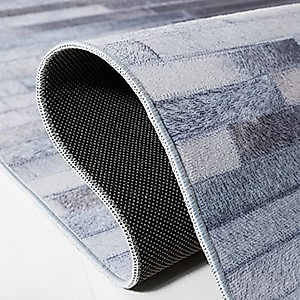 Safavieh Faux Hide Collection Machine Washable Slip Resistant 3' x 5' Light Grey/Grey FAH516F Rustic Lodge Modern Glam Bedroom Living Room Area Rug