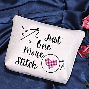 POFULL Cross Stitch Gift Just One More Stitch Cosmetic Bag Craft Love Gift (Just One More Stitch Cosmetic Bag)