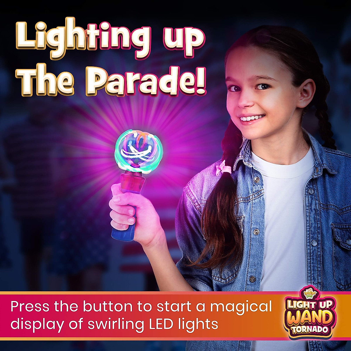 IPIDIPI TOYS Spinning Light Up Wand for Kids – LED Sensory Magic Swirling Light Up Wand, Fun Spinning Toy for Toddlers, Boys and Girls, Christmas Party Favors, Stocking Stuffers, Cool Lighted Spinner