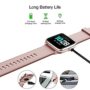 Fitpolo Smart Watches for Women Men, [Fitness Watch] for iPhone Android, Pedometer Heart Rate Monitor, Activity Trackers and Smartwatches IP68 Swimming Waterproof, Pink