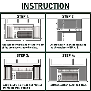 Flehomo Window AC Side Panel, Full Surround Insulation Window Air Conditioner Foam Panels, Insulated Side Panels Kit for Window AC Units for Winter and Summer, Black