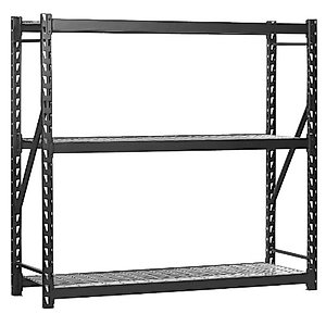 Sandusky Lee Muscle Rack ERZ772472WL3 Black Heavy Duty Steel Welded Storage Rack, 3 Shelves, 1,000 lb. Capacity per Shelf, 72" Height x 77" Width x 24" Depth, Pack of 1