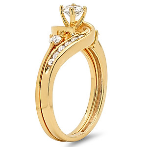 Dazzlingrock Collection 0.50 Carat (Cttw) 10K Diamond Women Swirl Engagement Ring Set 1/2 CT, Yellow Gold, Size 6