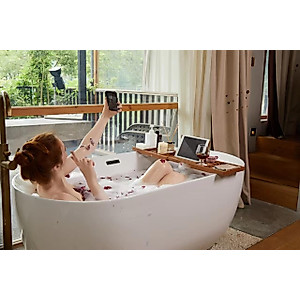MaoChang Bathtub Tray, Adjustable Bathtub Rack, Made of Waterproof and Anti Fall Plastic with Mirror and Non-Slip Adhesive Strip on The Bottom, Ladies Favorite Gift Cherry