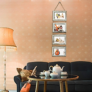 SESEAT 4x6 Wall Hanging Picture Frames Collage with 8 Opening Distressed White Frames,2 Packs