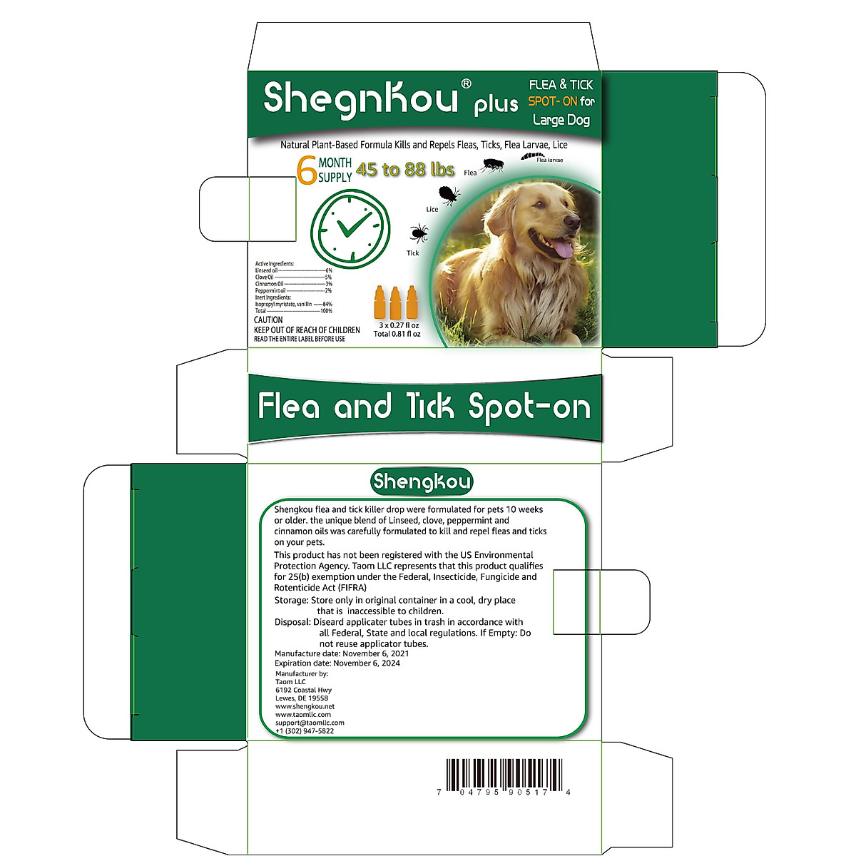 Complete Defense: Dog Flea and Tick Repellent Drops, Effective Pest Control, Natural Formula, Includes Free Flea Collar and Comb, for Dogs 44-88 lbs, (6 Month Supply)