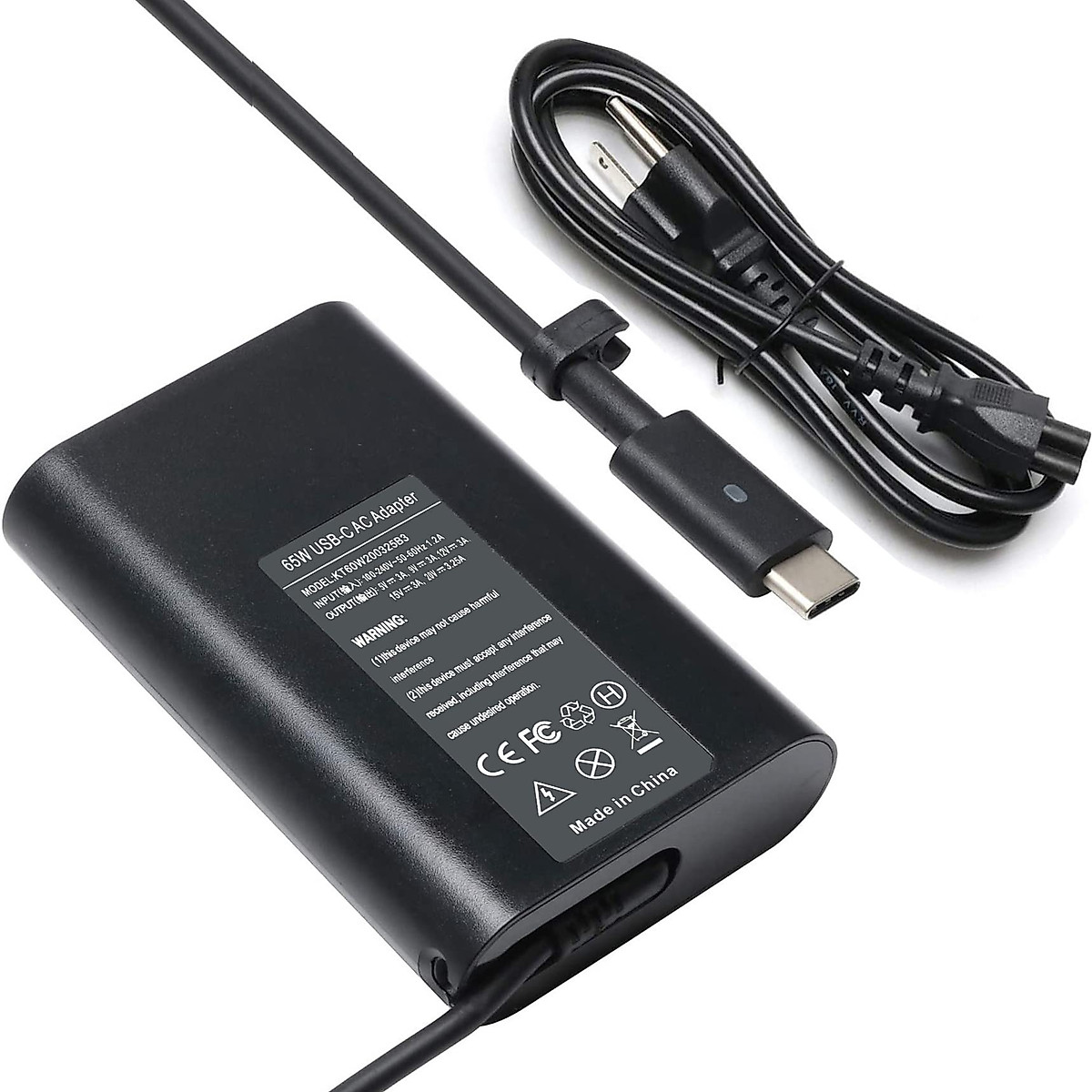 65W Type C USB-C Charger for Dell XPS 13 9350 9360 9365 9370 9380 12 9250 Latitude 7275 7370 5175 5285 5290 7390 2in1 LA65NM170 HA65NM170 02YK0F 0M1WCF LA45NM150 0HDCY5