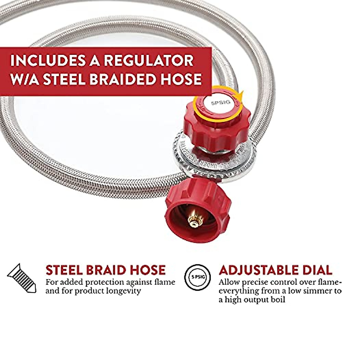 Gas One Propane Double Burner Two Burner Camp Stove with Windscreen Outdoor High Pressure Propane 2 Burner Adjustable PSI Regulator and 4ft Steel Braided Hose With Removable Legs