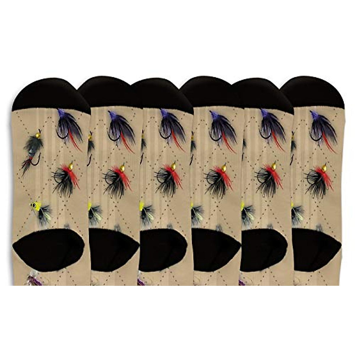 Fish Gifts for Women and Men Fly Fishing Gifts Fish Crew Socks Unisex 6-Pairs Novelty Crew Socks