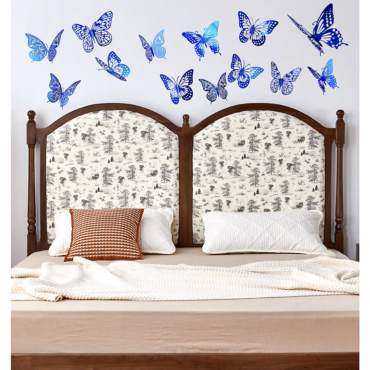 JOSDIOX Sapphire Blue 3D Butterfly Wall Stickers 48 Pcs 4 Styles 3 Sizes, Removable Interior Kids Nursery Wedding Decor Butterflies Decoration Cake,Birthday Party Decorations (Sapphire Blue)