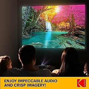 KODAK FLIK X1 Mini Pico Projector | Portable Compact 100” Projector with Remote Control & 2W Speakers Plays Movies, TV Shows & Games | Compatible with HDMI, USB, AV, Smartphone, Firestick Black