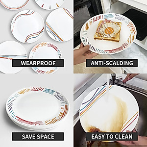 KITOECOFR 10.5" Dinner Plates Set of 6,Rainbow Glass Ceramic Plates,Lead-Free & Non-Toxic,Flat Stackable - Microwave,Oven & Dishwasher Safe