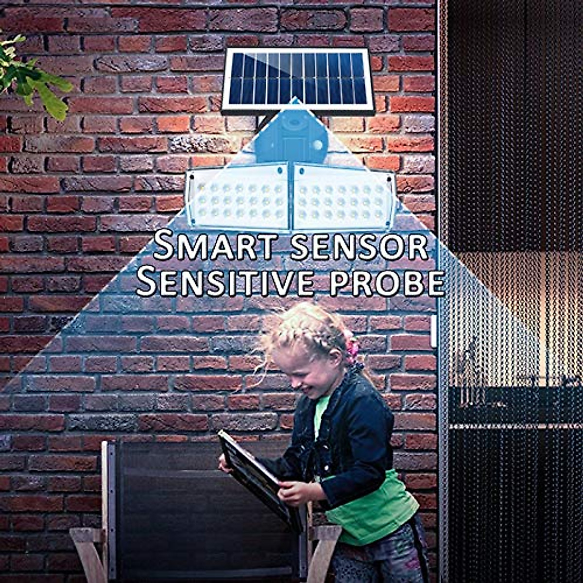 DUTUI Dual-Head Rotating Waterproof Solar Wall Lamp, Body Sensing,Household Garden Waterproof Solar Street Lamp,Home Courtyard,Villa Corridor,Road Lighting