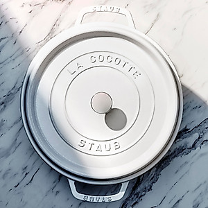 Staub Cast Iron 4-qt Round Cocotte - White, Made in France