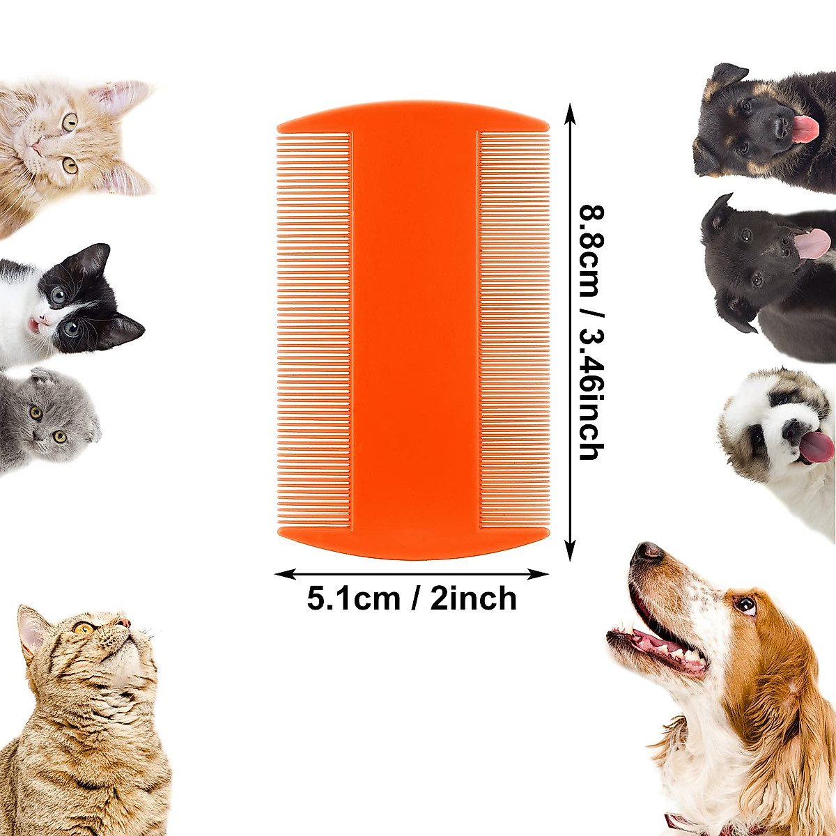 Molain, 12 Pieces Flea Lice Combs Cat Dog Grooming Comb, Double Side, Plastic, for Pet Owners, Unisex, All Hair Types, White, Green, Light Blue, Dark Blue, Orange, Pink