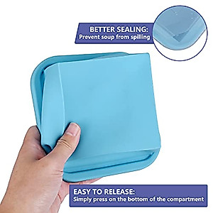 Kinggrand Kitchen 2-Cup Silicone Freezer Tray with Lid 4 Pack Silicone Freezer Molds Square Food Freezing Container Make 4 Perfect Soups, Broths, Stews, Sauces, Curries