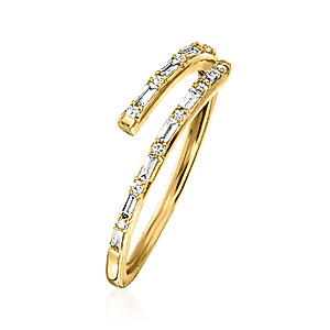 RS Pure by Ross-Simons 0.23 ct. t.w. Diamond Bypass Ring in 14kt Yellow Gold. Size 8