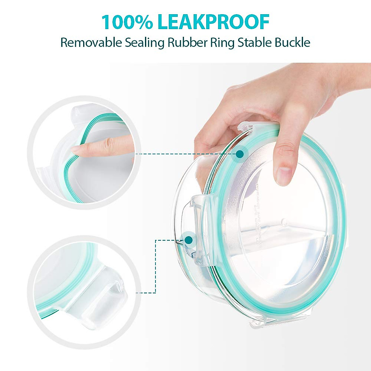 Bayco [24 Pieces] and [10 Packs] 2 Compartment Glass Food Storage Containers with Lids, Airtight Glass Lunch Bento Boxes, BPA-Free & Leak Proof