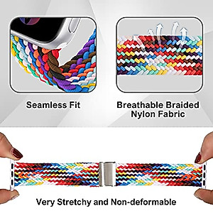 Bandiction Braided Solo Loop Stretchy Elastic Band Compatible with Apple Watch Band 38mm 40mm 42mm 44mm 41mm 45mm 49mm, iWatch Bands Women Men with Buckle for iWatch Ultra Series 8/7/6/SE/5/4/3/2/1