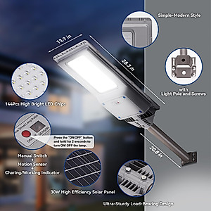 LANGY Solar Street Light, 2-Pack 30000LM 400W, IP67 Commercial Parking Lot Light, Outdoor Dusk to Dawn Solar Flood Light with Motion Sensor, Remote Control, for Yard Garden