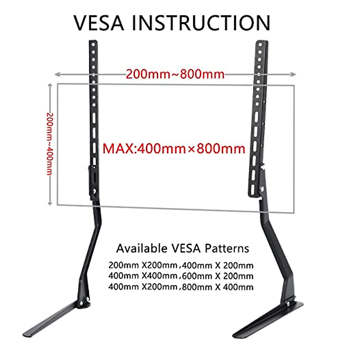 Universal TV Stand Table Top Base for 34 to 70 Inches LCD Flat Screen TV,Black