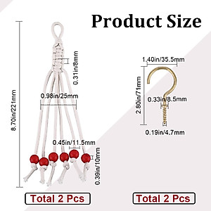 GORGECRAFT Cotton Rope Banana Lanyard Wood Bead Fruits Storage Hanger with Hook Vegetable Woven Hammock Hanging Rope Banana Holder Keeper Under Cabinet for Kitchen Agricultural Products Macrame Fruit