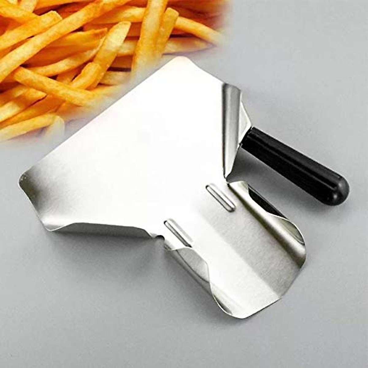 Stainless Steel French Fry Popcorn Scoop, Comerical Quick Fill Tool for Food Bags & Boxes, Multipurpose Utility Scooper for Bagger French Fries, Ice, Dry Goods(size:195 X 238mm)