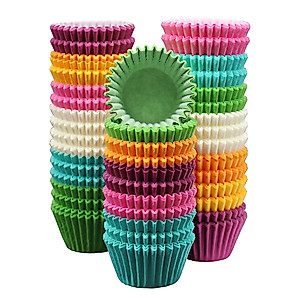 MontoPack 300-Pack Holiday Party Mini Paper Baking Cups - No Smell, Safe Food Grade Inks and Paper Grease Proof Cupcake Liners Perfect Cups for Cake Balls, Muffins, Cupcakes, and Candies