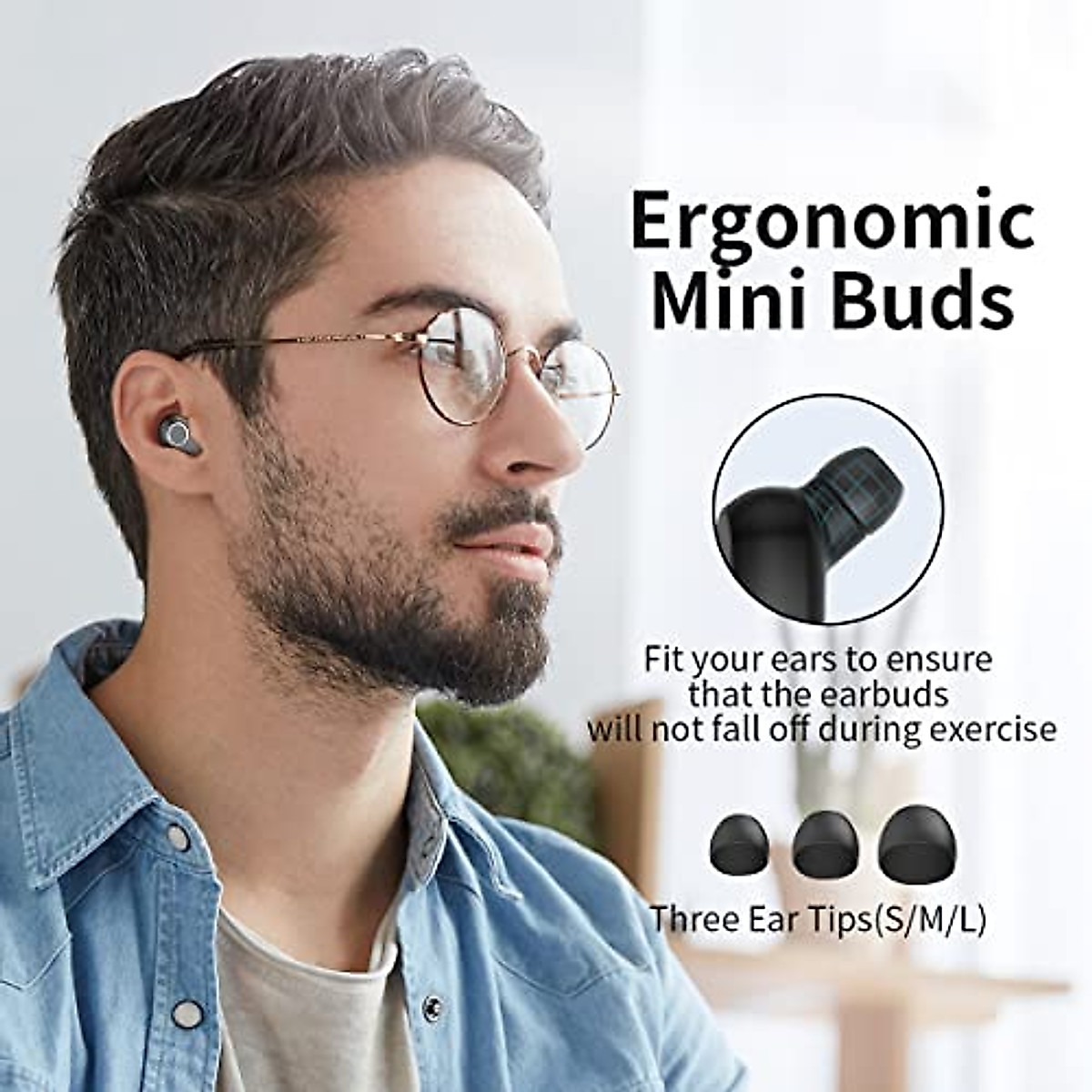 Hiteblaz Wireless Earbuds Bluetooth Headphones, Waterproof Deep Bass Stereo in Ear Earphones, Touch Control with Microphone Headset with Extra Bass for Sport, Running L22