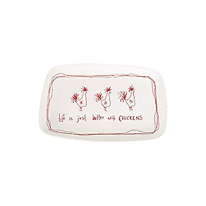 Creative Co-Op "Life is Just Better with Chickens" Stoneware Platter