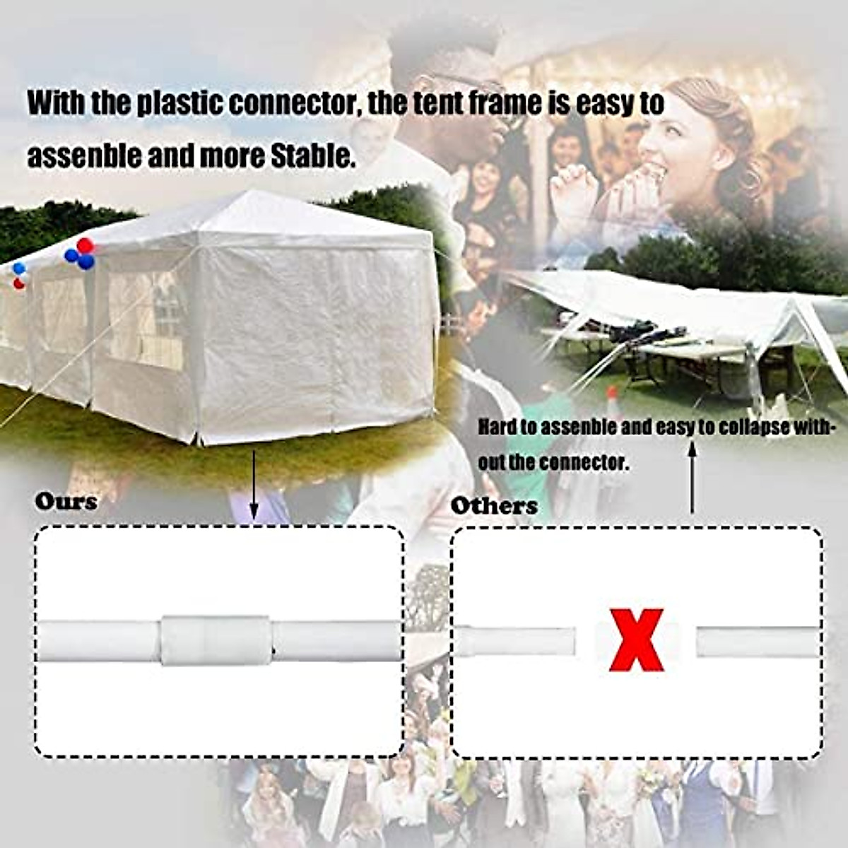 Heavy Duty Canopy Event Tent-10'x30' Outdoor White Gazebo Party Wedding Tent, Sturdy Steel Frame Shelter w/5 Removable Sidewalls Waterproof Sun Snow R