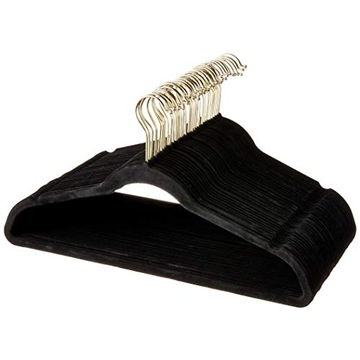 Inspired Living by Mesa Inspired Living Non-Slip Heavy Duty (35 Pack) Better Quality Holds Up to 22 Lbs-Each is 2.8 Oz / .20" Thick in Black/Gold HANGERS -VELVET- (80 Gm), (
